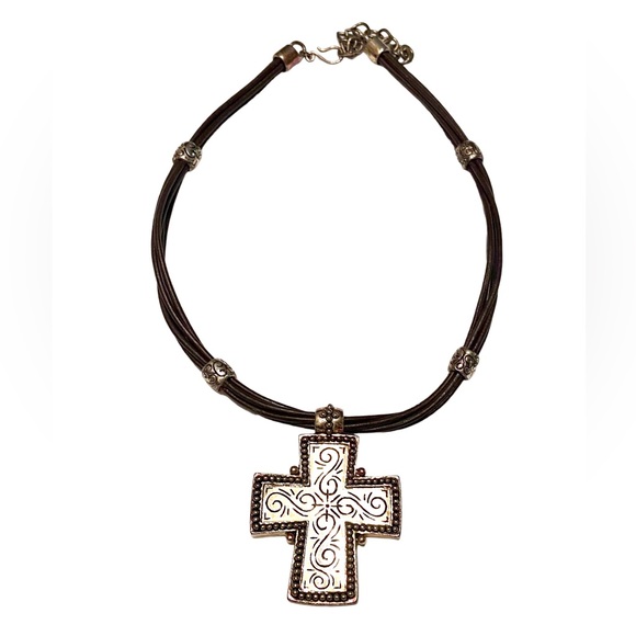Premier Designs | Jewelry | Premier Designs Leather Cross Necklace ...